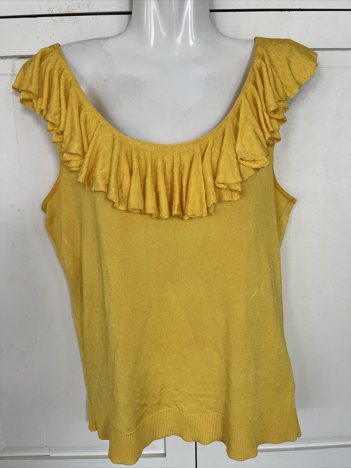 LAUREN RALPH LAUREN Yellow Ruffle Sleeveless Top Small - Gem