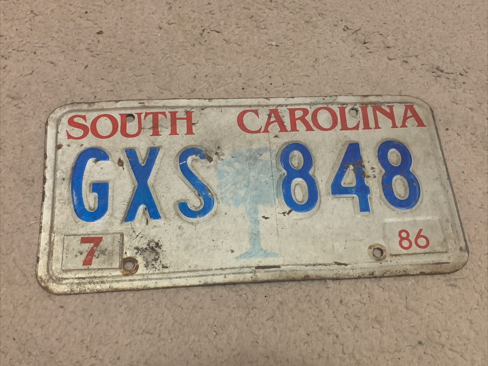 1986 South Carolina License Plate SC tag GXS 848 palmetto tree | eBay