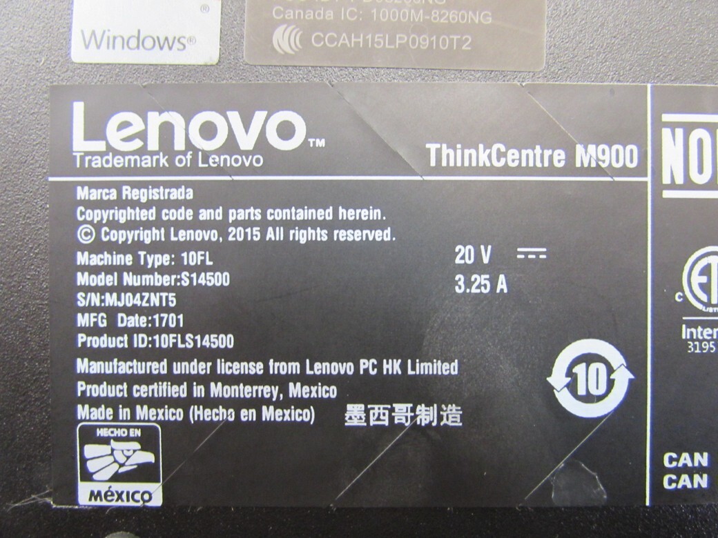 Lenovo M900 Tiny 10FL Intel i7-6700T 2.8GHz 8GB 256GB SSD WIN10 Pro ...