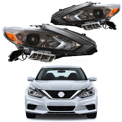 For 2016 2017 2018 Nissan Altima Halogen Headlight Headlamp Black Left ...