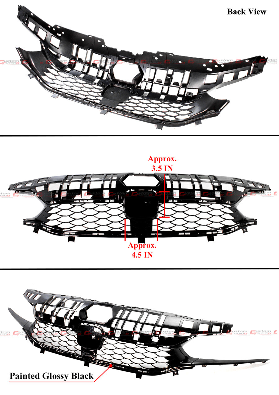 For 2022-24 Honda Civic 4dr Sedan FL5 Type-r Style Mesh Gloss Black ...