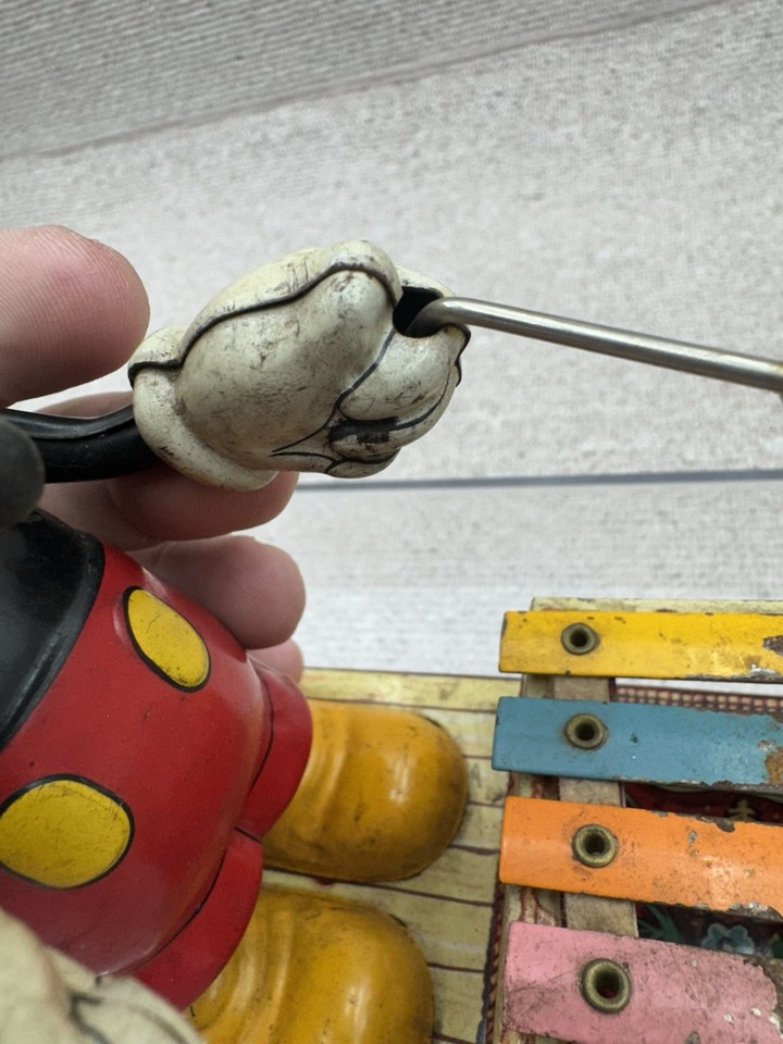 LINE-MAR WALT DISNEY WIND-UP MICKEY MOUSE PLAYING XYLOPHONE WORKING ...