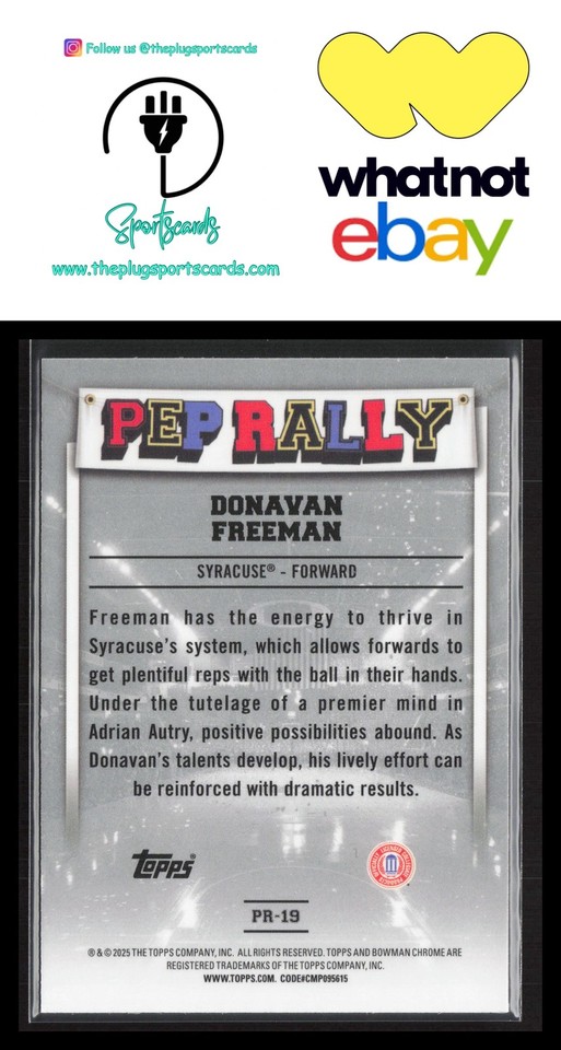 2024-25 Bowman University Chrome #PR-19 Donavan Freeman Pep Rally🔥 | eBay