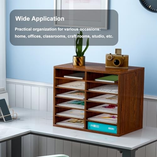 Countertop Mail Sorter Organizer, Wooden Literature 12(6x2 ...
