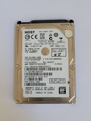 HGST Laptop Hard Disk Drive 750GB HTS541075A9E662 P/N 0J37012 2.5" SATA ...