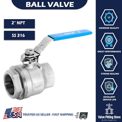 2 Inch Ball Valve Female NPT Stainless Steel 316 FULL PORT WOG 1000 ...