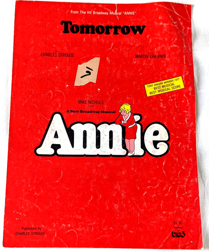 ANNIE - Tomorrow Tony Award Winner Broadway Best Musical Sheet Music ...