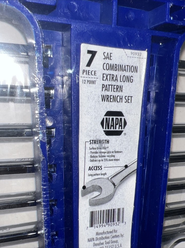 NAPA 7 Piece SAE Combination Extra Long Pattern Wrench Set 12 Point ...