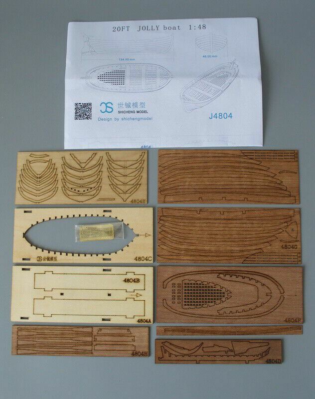 Wooden Lifeboat Rowboat 1:48 Model Ship Life Boat POF Wooden Model Ship ...