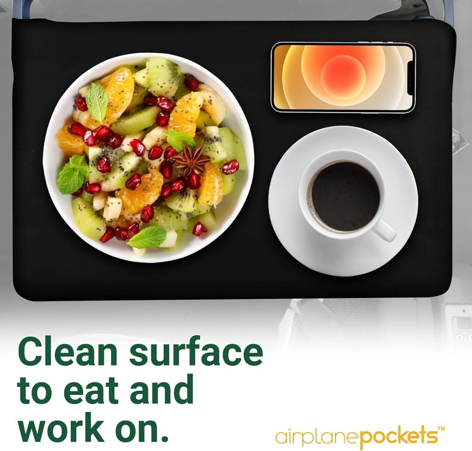 Travel Essentials Airplane Tray Table Cover with Pocket Organizer for ...