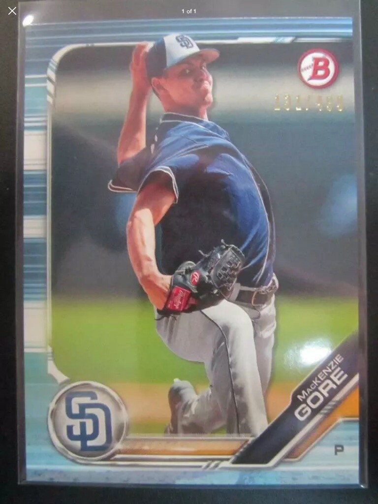 MacKenzie Gore 2019 Bowman Draft Sky Blue Parallel #131/499 #BD103 ...