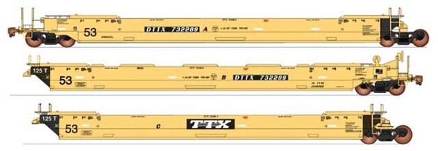 Intermountain ~ HO Scale Maxi IV Intermodal Well Car 3-Unit Set ~ DTTX ...