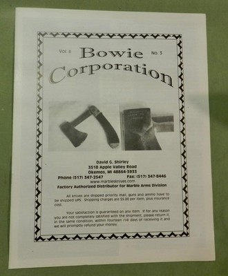 BOWIE MARBLES SAFETY AXE MARBLES KNIFE RANDALL KNIFE GLADSTONE MI ...