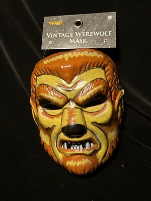 NEW VINTAGE MONSTER 8" x 11" PLASTIC WEREWOLF HALF MASK - CLASSIC STYLE ...