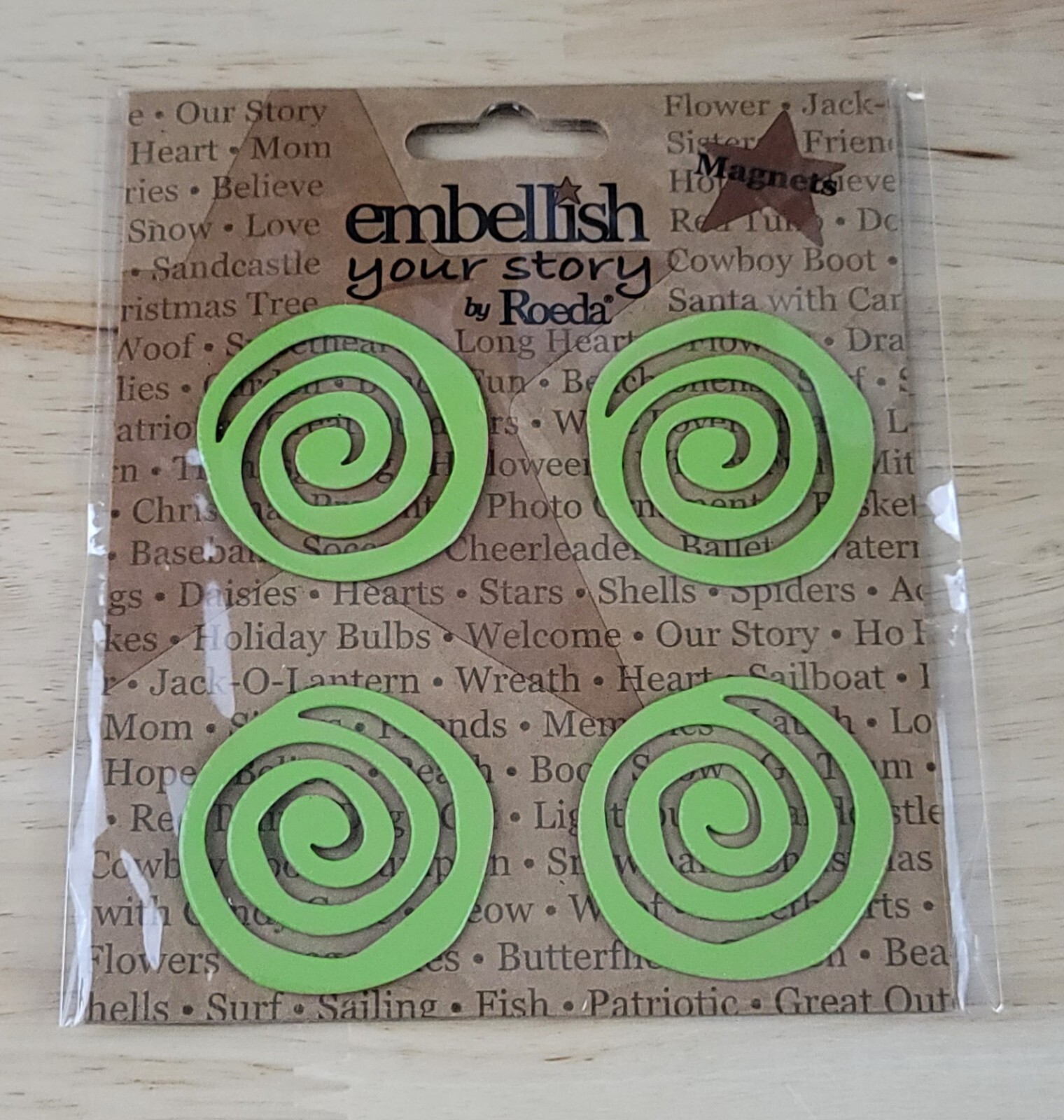 Embellish Your Story By Roeda MAGNETIC GREEN SWIRL Magnets Set of 4 | eBay