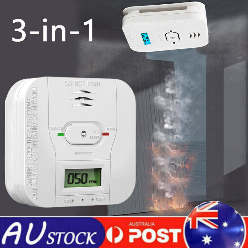 3-in-1 Detector LCD Display Smoke Detector & Carbon Monoxide Alarm ...