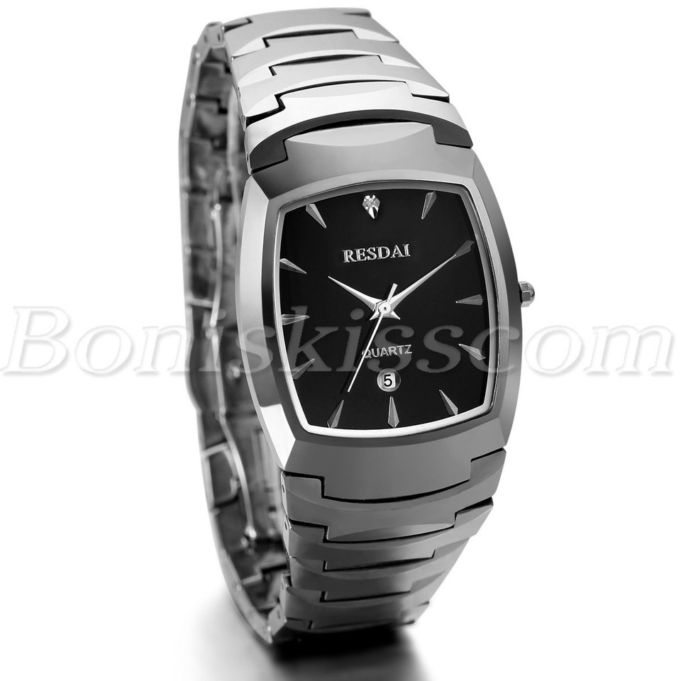 Luxury Business Date Watch Tungsten Carbide Band Men's Analog Quartz ...