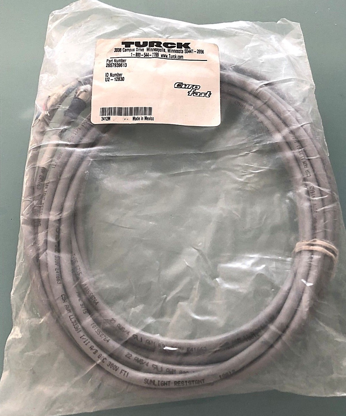 Turck Cable Cordset Straight Male 5-Pin to Cut End 5-Wire 22/AWG/4 300V ...