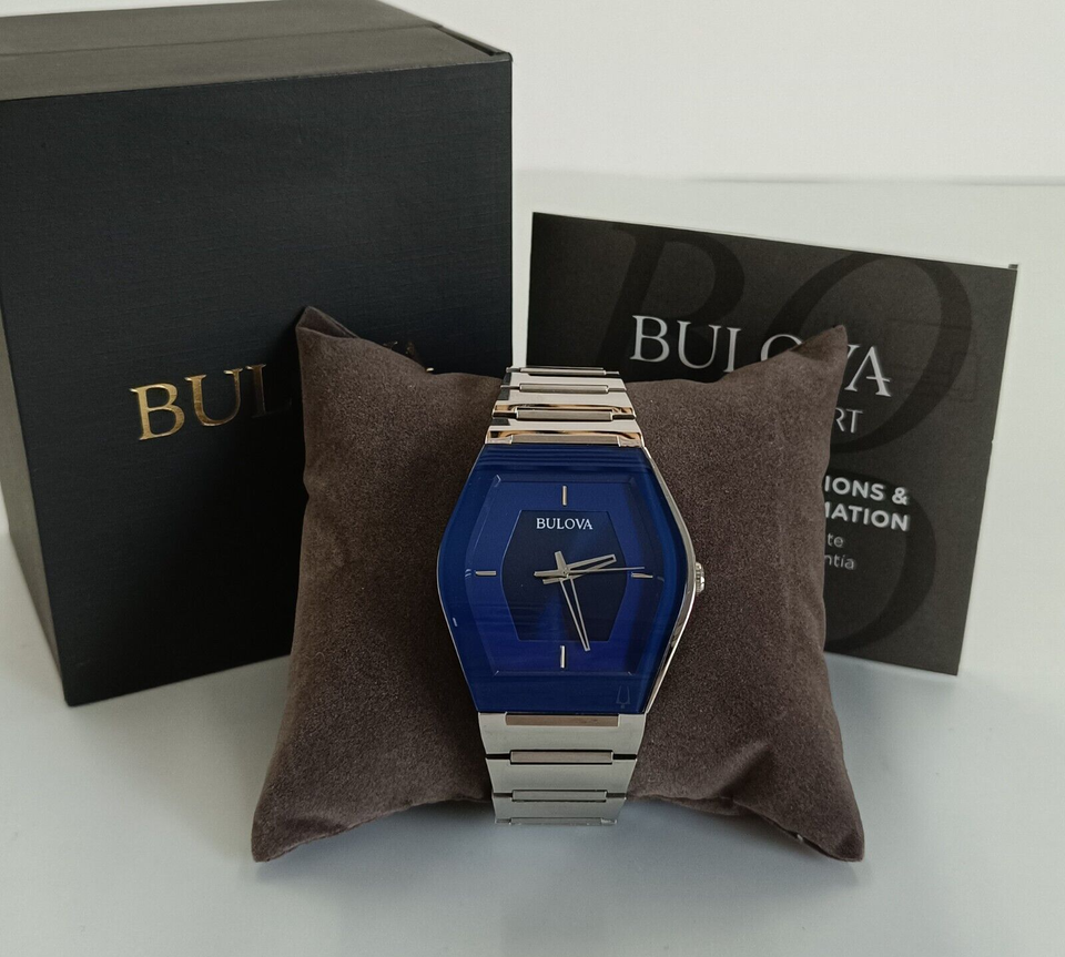 Bulova 96A258 Gemini Men's Wristwatch Blue Silver-Tone Stainless Steel ...