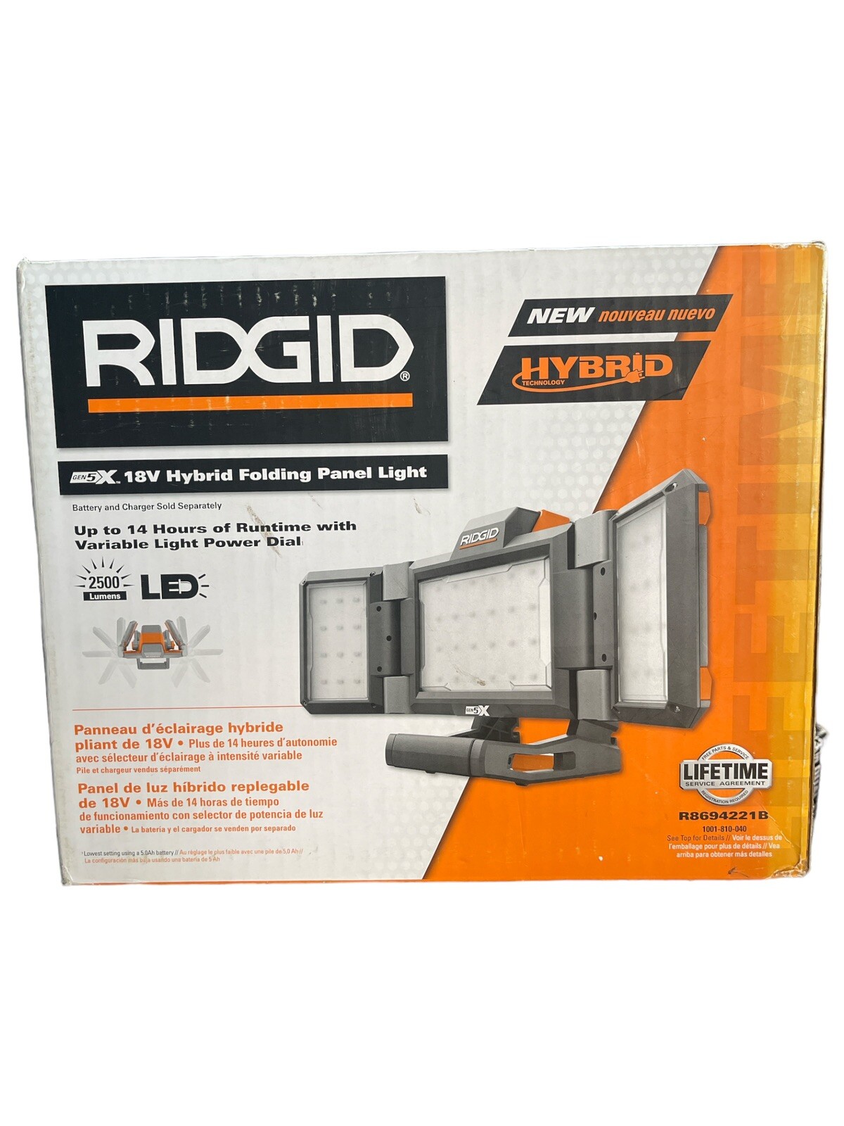 RIDGID GEN5X 18V Hybrid Folding Panel Light for sale online | eBay