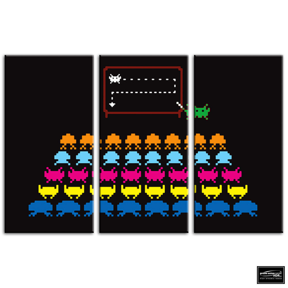 Space Invaders Pop Abstract Gaming BOX FRAMED CANVAS ART Picture HDR ...
