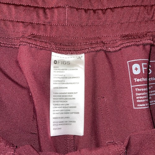 Figs Technical Collection Zamora High Rise Jogger Scrub Burgundy Tie ...