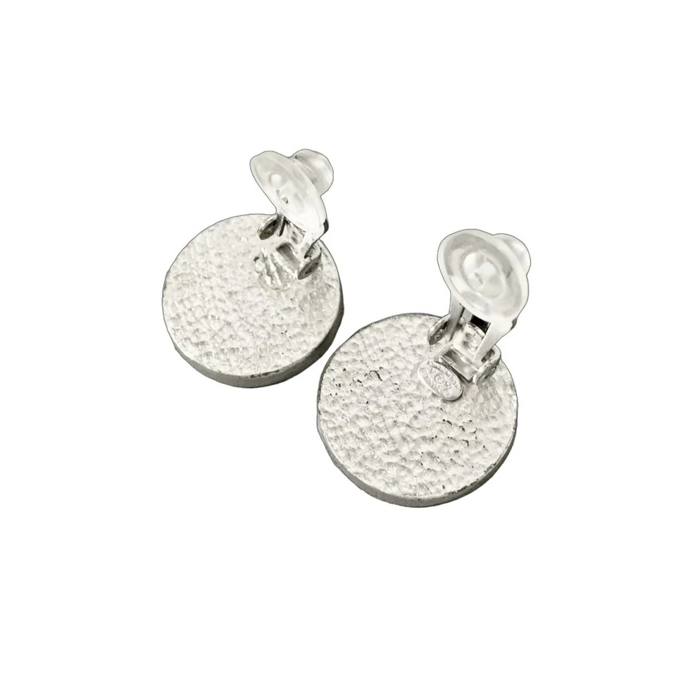 CHANEL Earrings Coco Logo Mark Silver kenkenjp CC Black Circle Medal ...