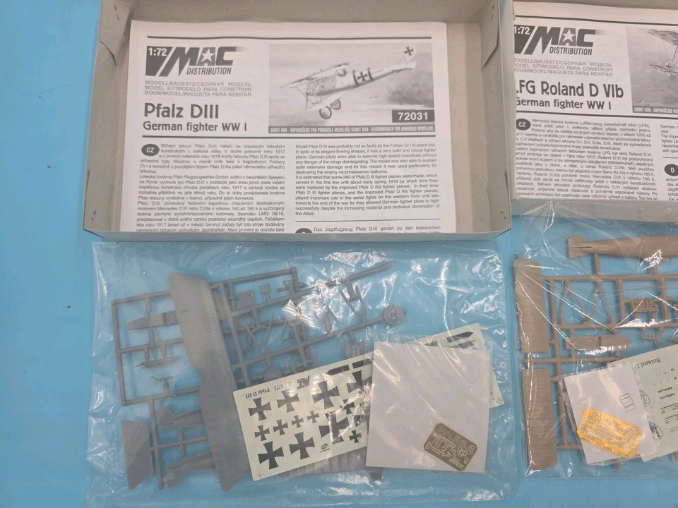 3 Kit Lot MAC DISTRIBUTION 1/72 LFG ROLAND D VIb, Pfalz D III ,Phonix ...