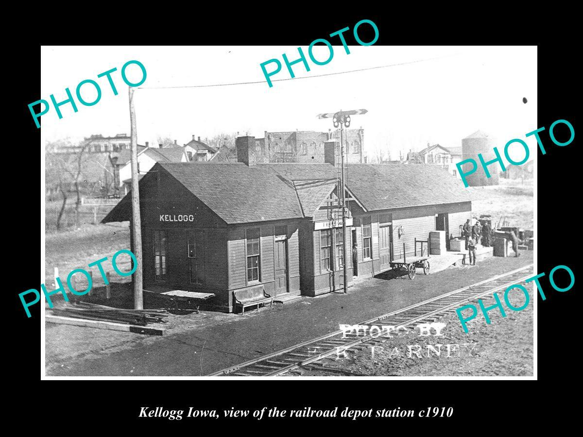 OLD 6 X 4 HISTORIC PHOTO OF KELLOGG IOWA THE RAILROAD DEPOT STATION ...
