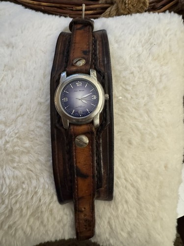 Vintage Andre Monique Leather Cuff Watch As Is Untested | eBay