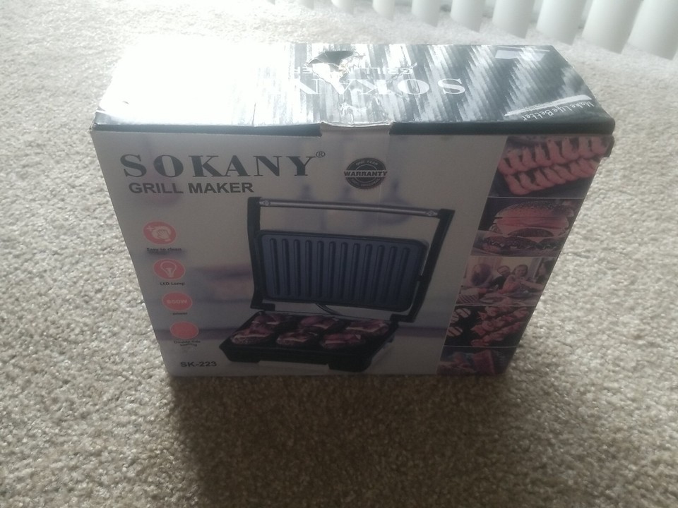 SOKANY GRILL Maker Electric Grill Nonstick Grid Sandwich Panini Maker ...