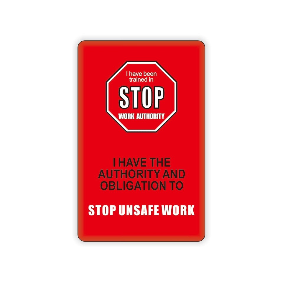 Stop Working Authority Card Red, Remind Employees to Stop Unsafe Unsure ...