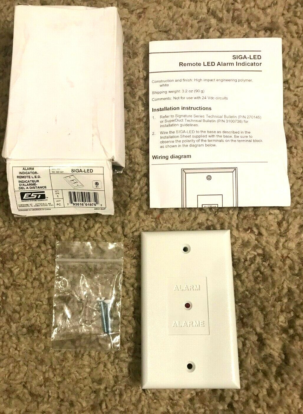 NEW EDWARDS EST SIGA-LED ALARM INDICATOR REMOTE LED, FREE SHIPPING! | eBay