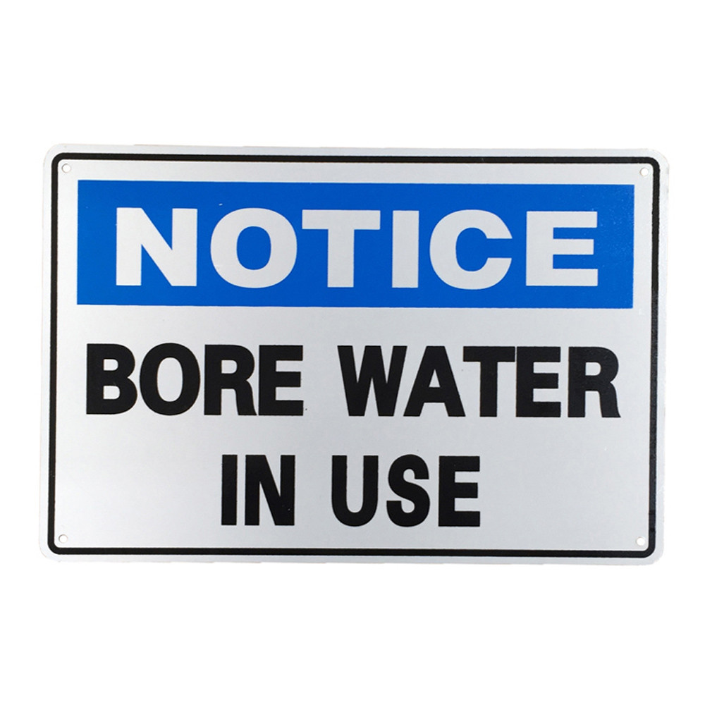 Warning Notice Bore Water In Use Sign 200x300mm Metal Public Safety ...