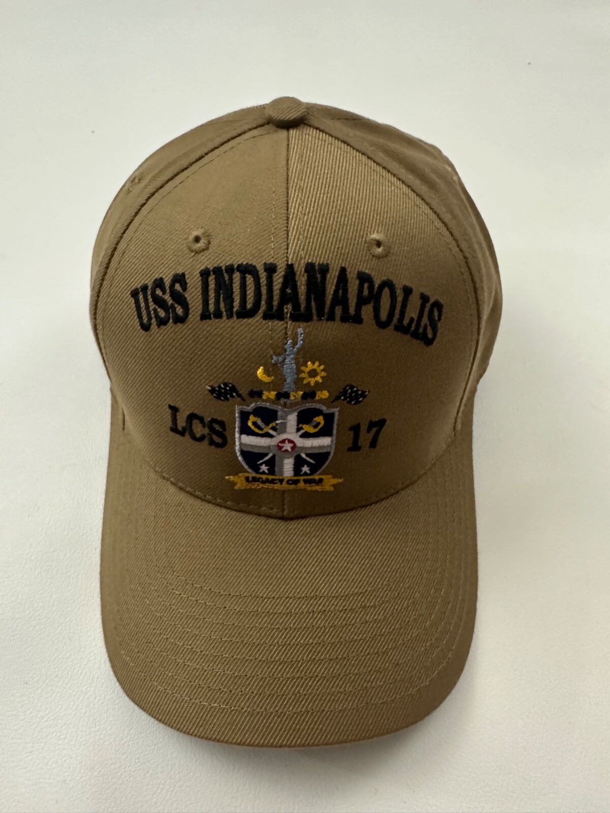 The Corps USS Indianapolis LCS 17 Logo Beige Baseball Cap Hat One Size ...