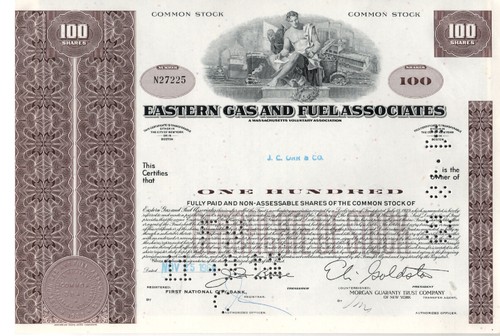 Eastern Gas & Fuel Associates - Original Stock Certificate - 1968 ...