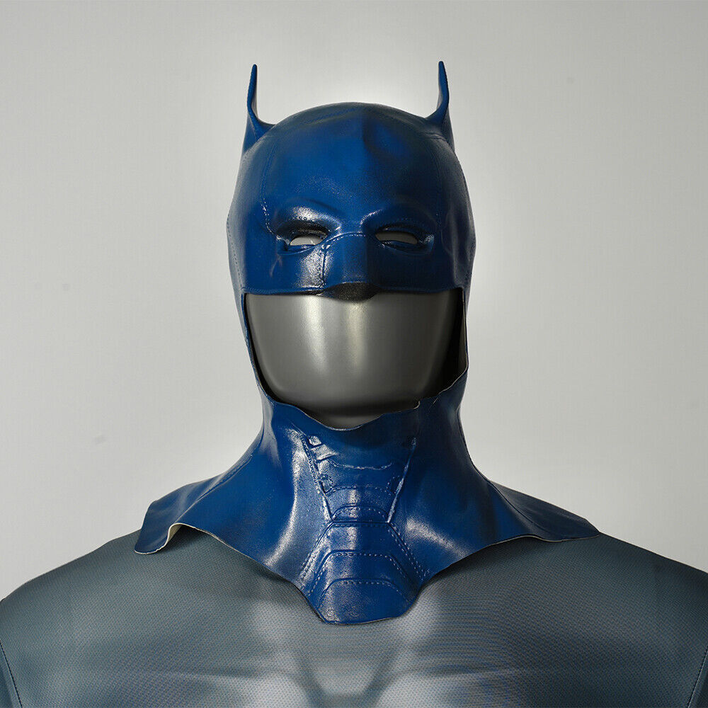 Batman Cosplay Jumpsuit & Blue Cape Bruce Wayne Cowl Superhero Costume ...