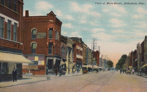 View Of Main St, Ashtabula, Ohio Vintage 1910 Postcard | eBay