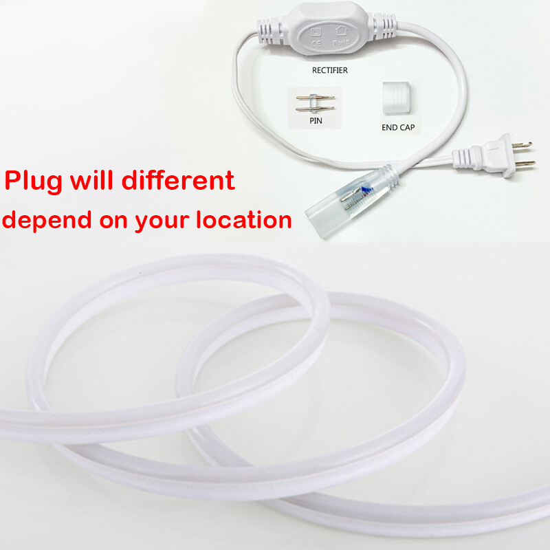 110V Outdoor LED Neon Rope Light Strip Flexible Waterproof Party Home ...