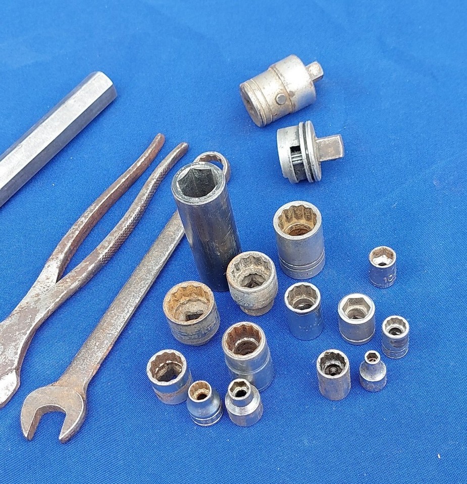 Old Mechanic Assorted Sockets Tools Lot 18 Vintage Auto Machinists ...