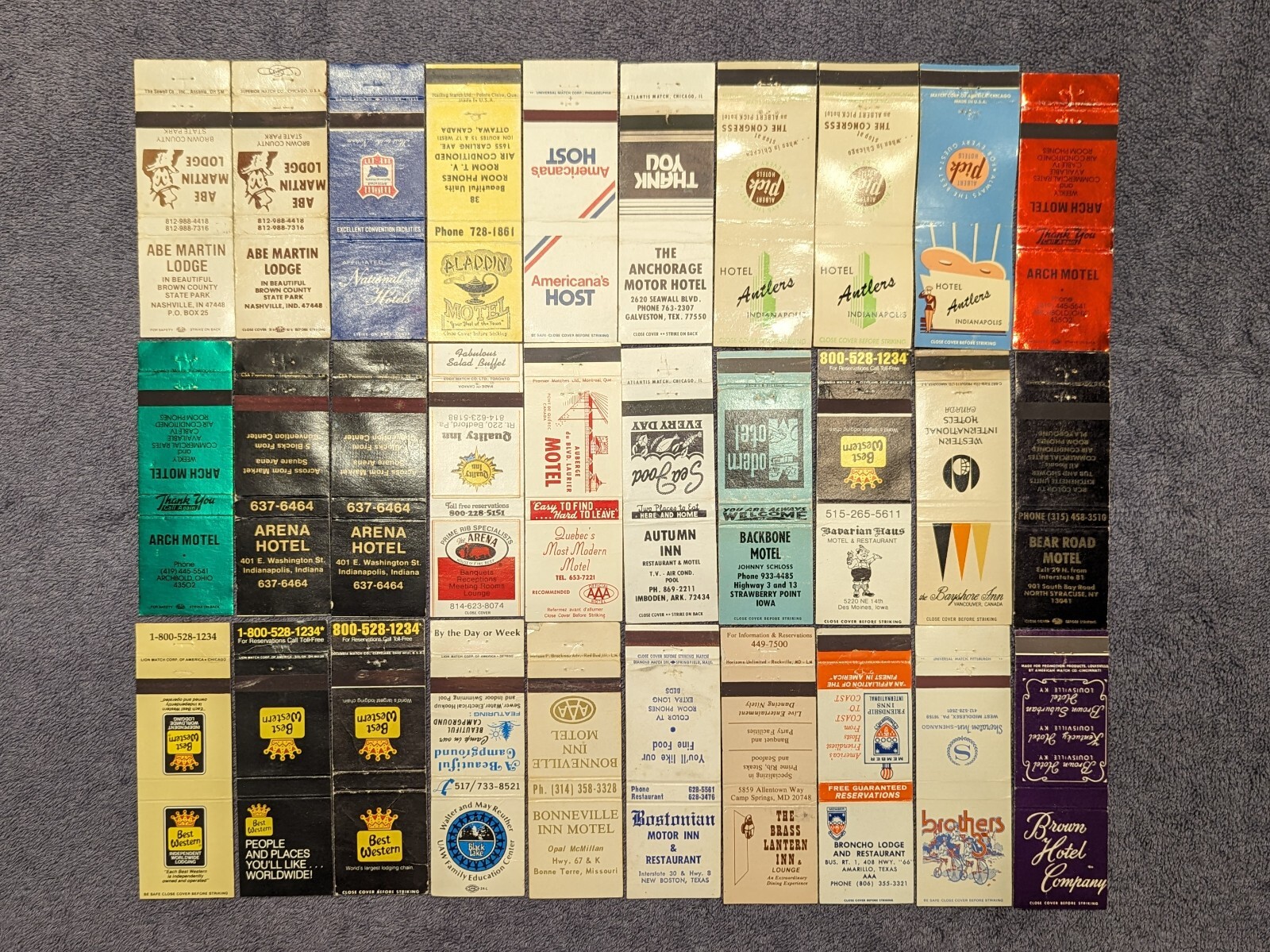 Vintage Matchbook Covers, Hotels, Motels, Lodgings, HUGE LOT of Nearly ...