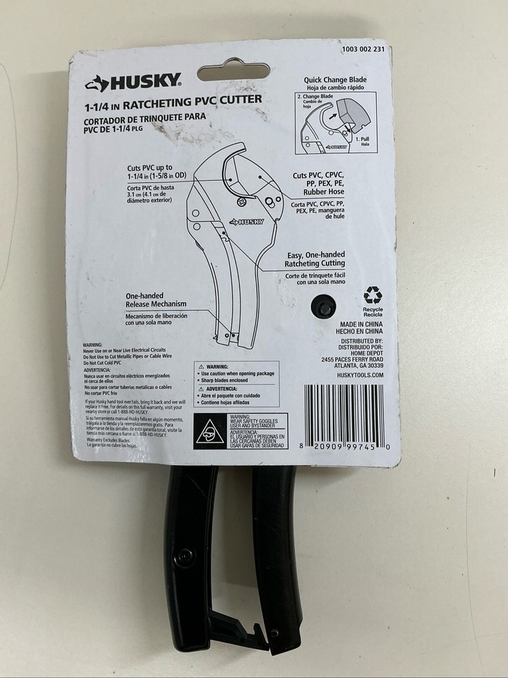 Husky 1-1/4 in. Ratcheting PVC Cutter 1003 002 231 NEW IN PACKAGE | eBay