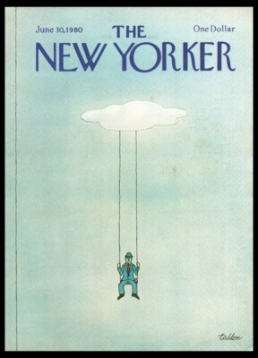 New Yorker magazine COVER ONLY June 30 1980 Tallon art-Man on Swing ...