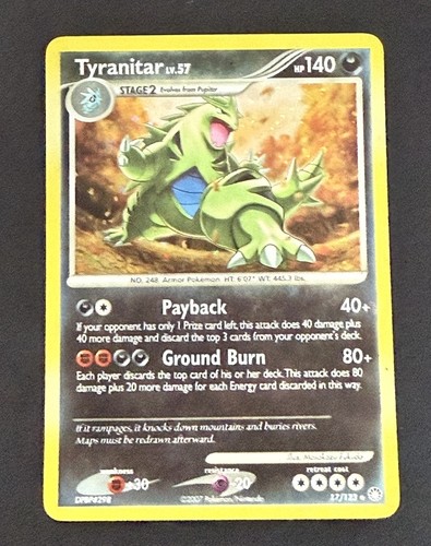 Pokemon TCG Tyranitar 17/123 Rare Holographic Mysterious Treasures ...