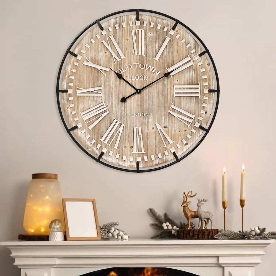 Large Wall Clock –30 Inch Farmhouse Clock -Extra Large 30 Inch Wood and ...