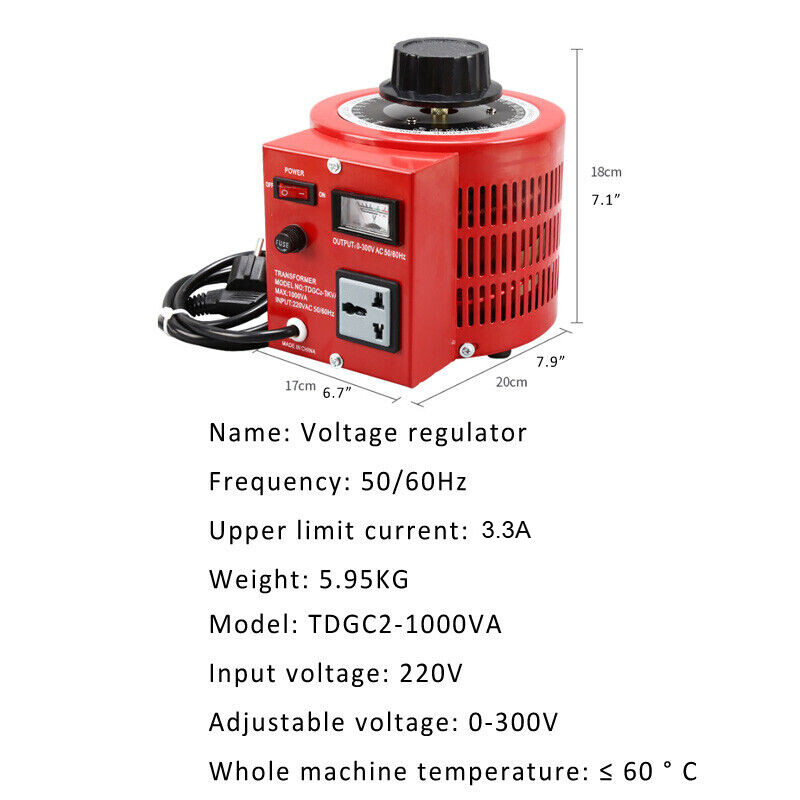 110/220V 0.5/1/2/3KVA Variac Power Supply Variable AC Voltage Regulator ...