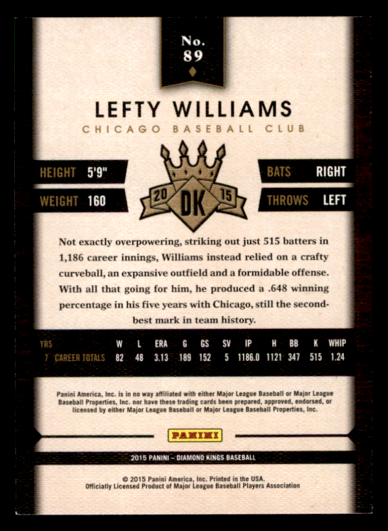 2015 Panini Diamond Kings Lefty Williams #89 Chicago White Sox | eBay