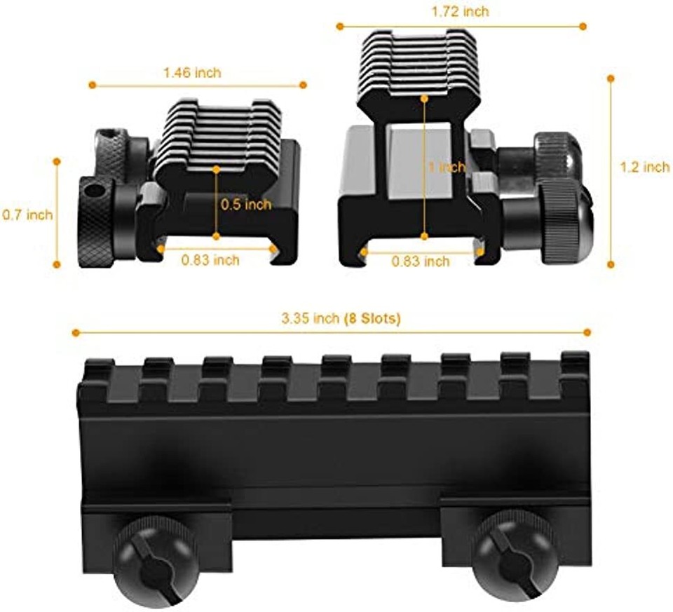8 Slots Scope Riser Mount Base Mount 20mm to 20mm Picatinny Rail See ...