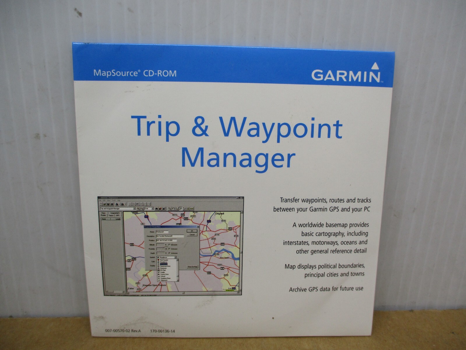 Garmin 007-00570-02 Version 5 MapSource Trip & Waypoint Manager CD-ROM ...