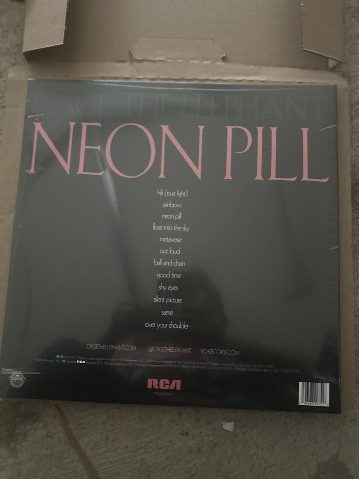 Cage the Elephant SIGNED LP Neon Pill SWEETART COLORED Vinyl Record ...